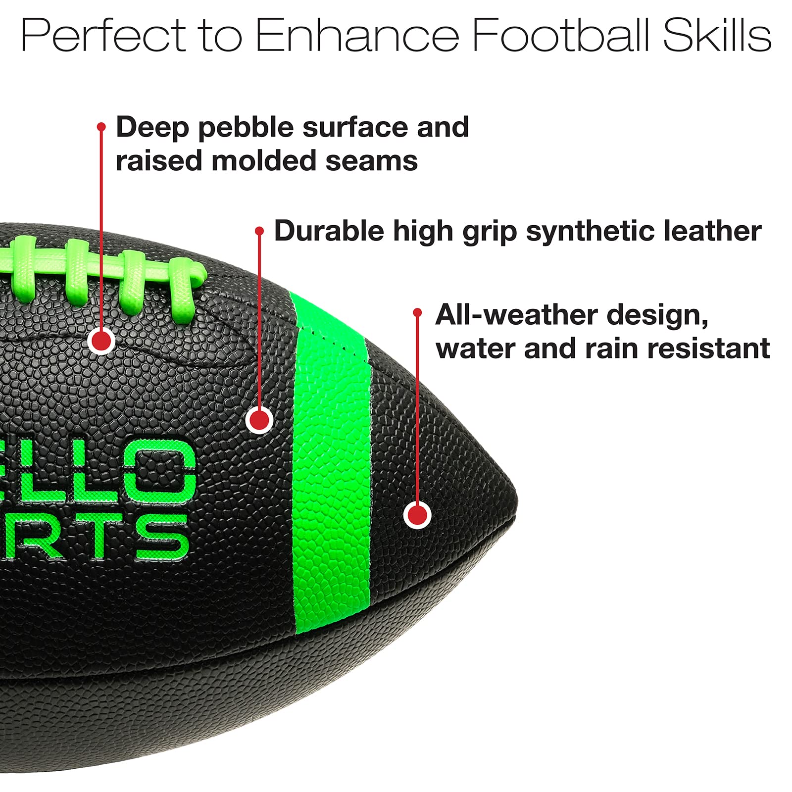 Xcello Sports JR Football Assortment w/Pump (Pack of 2) (Black/Green & Brown/White, Junior - 10")
