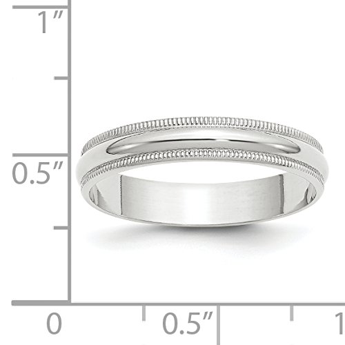 Solid 10k White Gold 4 mm Round Milgrain Wedding Band Ring Size 8.5
