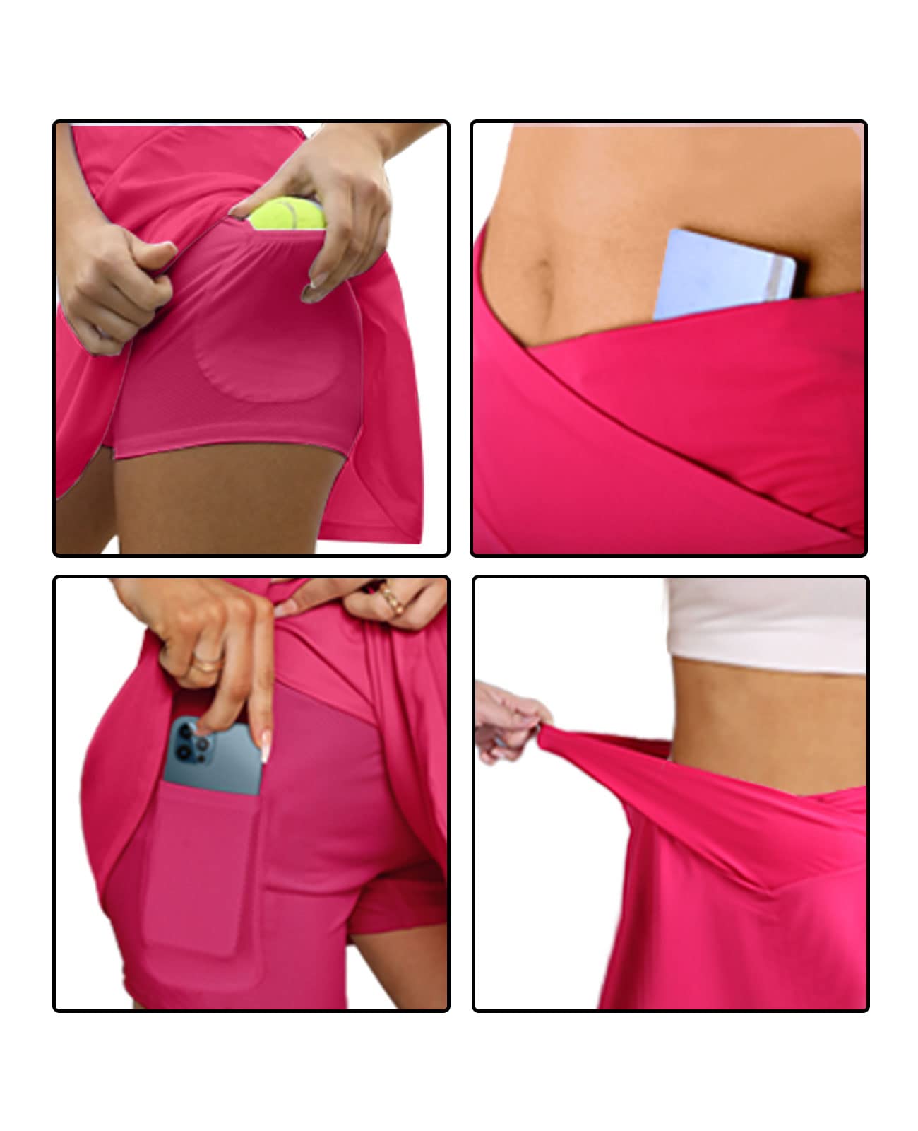 XIEERDUO Skirts for Women Tennis Golf Skorts Skirts Athletic Deep Pink L