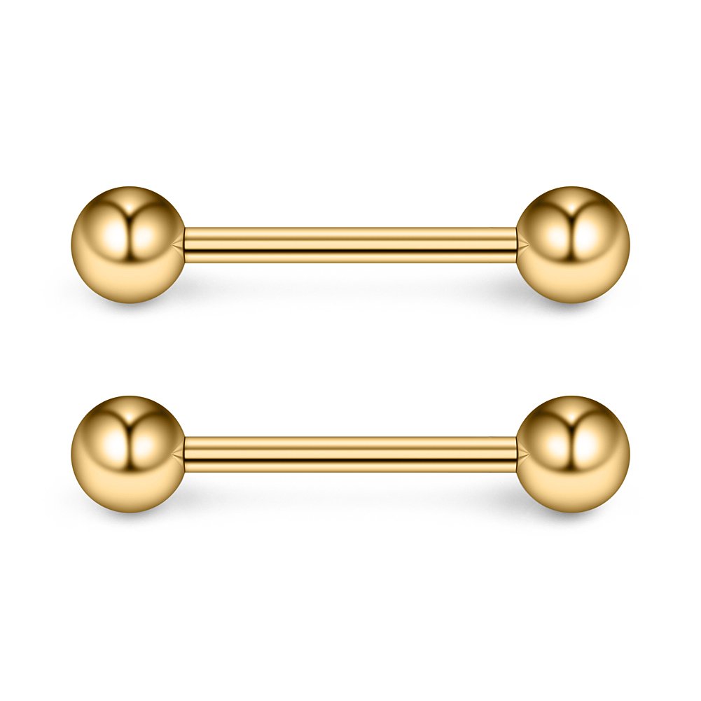 Ruifan Mix Color 316L Stainless Steel Nipple Shield Barbell Ring Bar Body Piercing 16G 16mm 12PCS