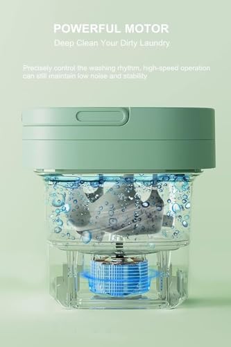 Portable Washing Machine, Mini Washer 9L High Capacity with 3 Modes Deep Cleaning for Underwear, Baby Clothes, or Small Items, Foldable Washing Machine for Apartments, Camping, Travel (Green)
