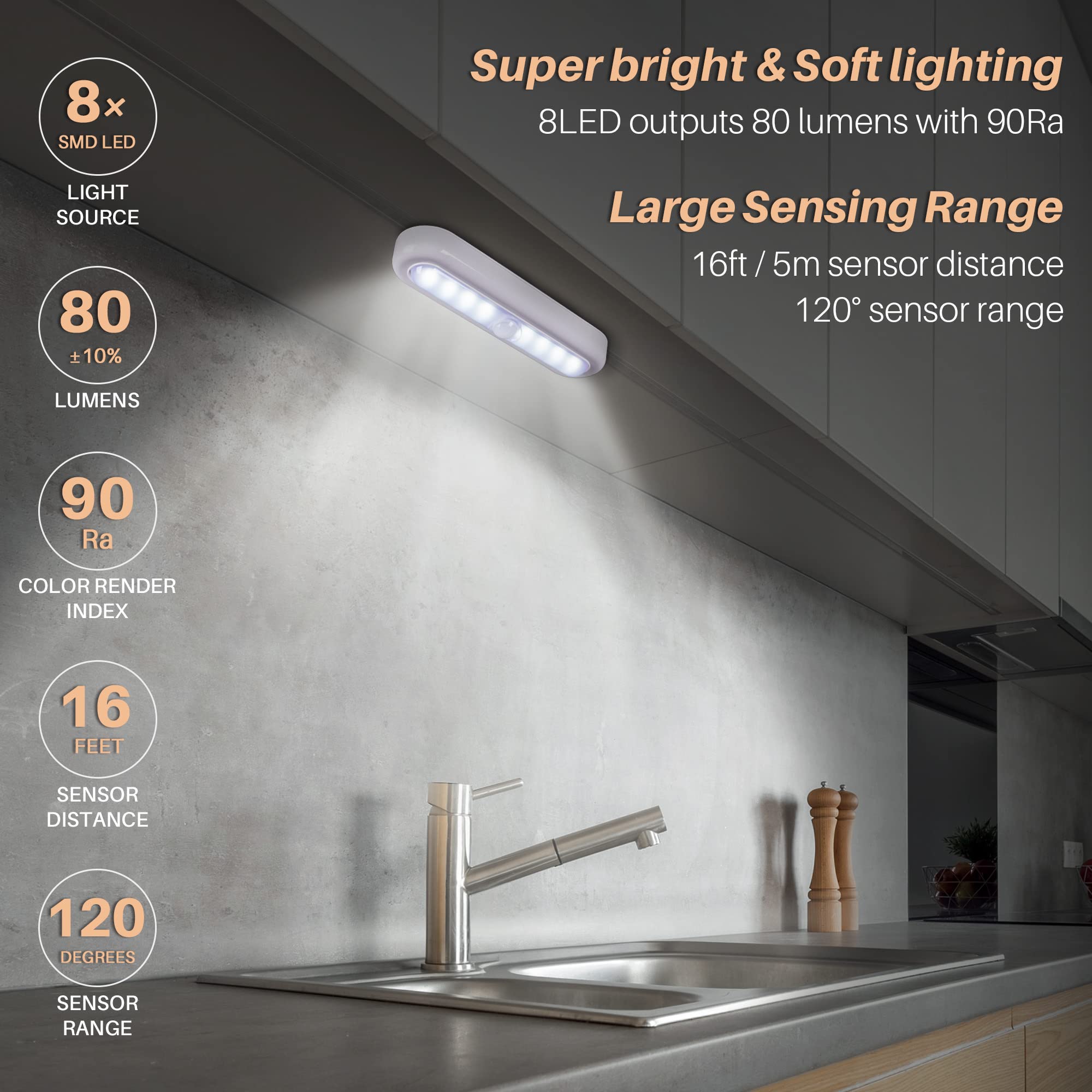 STAR-SPANGLED 12” Touch Sensor Light Indoor Battery Operated, Stick on LED Light for Closet, Stairs, Under Cabinet