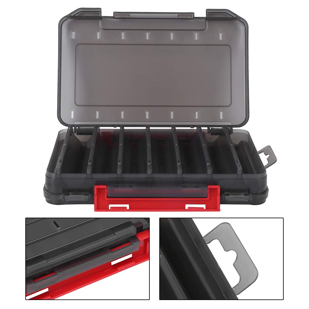 Yeuipea Fishing Tool Storage Box, Multifunction PVC Double Layer Lure Tool Storage Box Fishing Bait Accessory Gray(A)