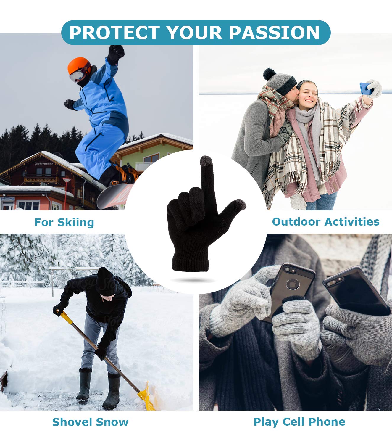 Winter Knit Glove for Women and Men,Touch Screen Magic Gloves Stretchy Warm (12 Pair)