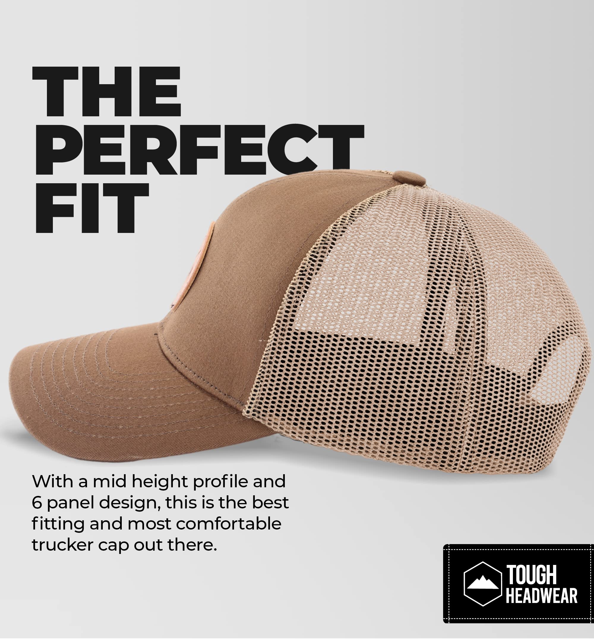 Tough Headwear Hats for Men - Trucker Hat Men - Mesh Hats for Men - Snap Back Hats for Men - Trucker Caps Embroidered & Badge