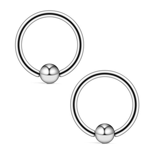 Ruifan 10PCS 316L Surgical Steel Captive Bead Rings Nose Belly Eyebrow Tragus Lip Ear Nipple Hoop Ring BCR 16G 8MM