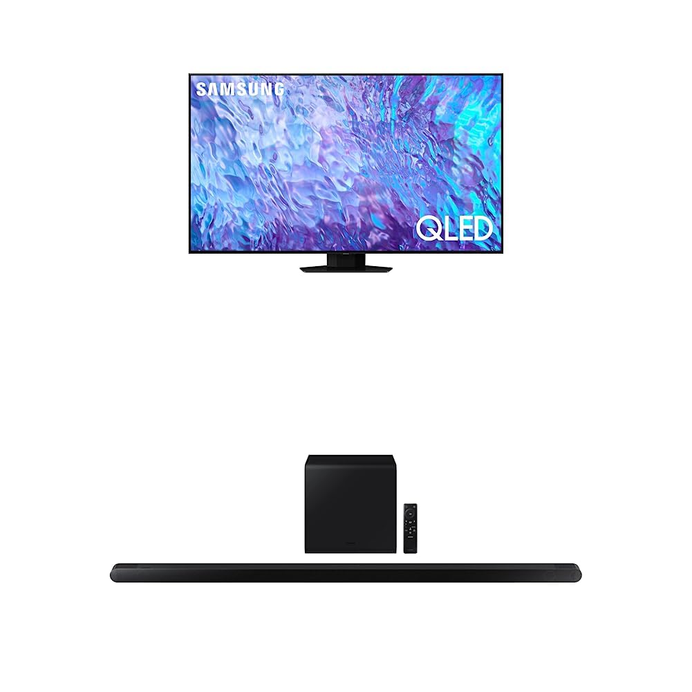 SAMSUNG 85-Inch Class QLED 4K Q80C Series Quantum HDR+, Dolby Atmos Object (QN85Q80C, 2023 Model) HW-S800B/ZA 3.2.1ch Soundbar w/Wireless Dolby Atmos DTS Virtual:X, 2022, Black