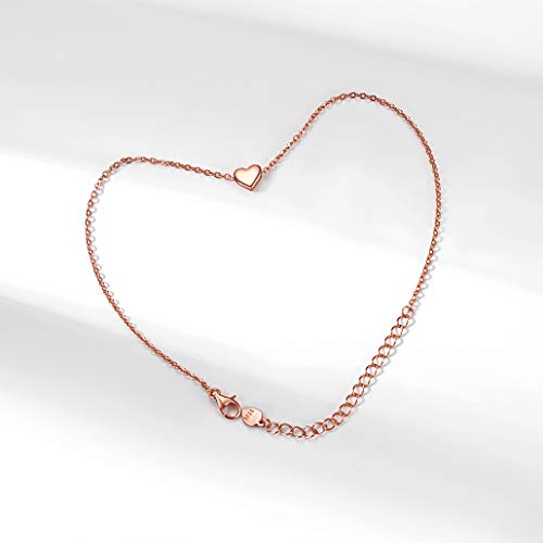 Silvora Ankle Bracelet Women Sterling Silver Summer Chain Anklet for Women Rommantic Dainty Delicate Jewelry Rose Gold