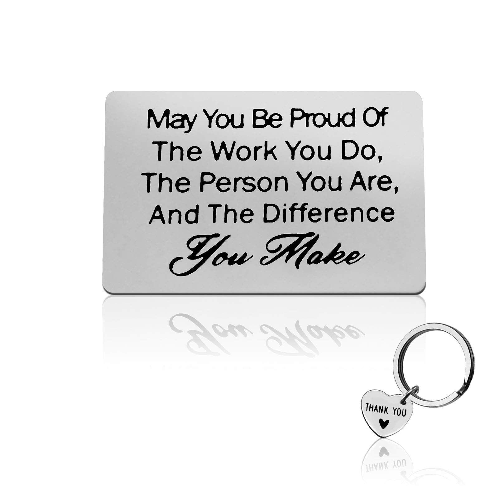 Thank You Gift Employee Appreciation Gift Engraved Wallet Card Gifts Volunteer Appreciation Gift Thank You Keychain for Coach Mentor Teacher Nurse Doctor Social Worker Gifts Coworker Leaving Gift