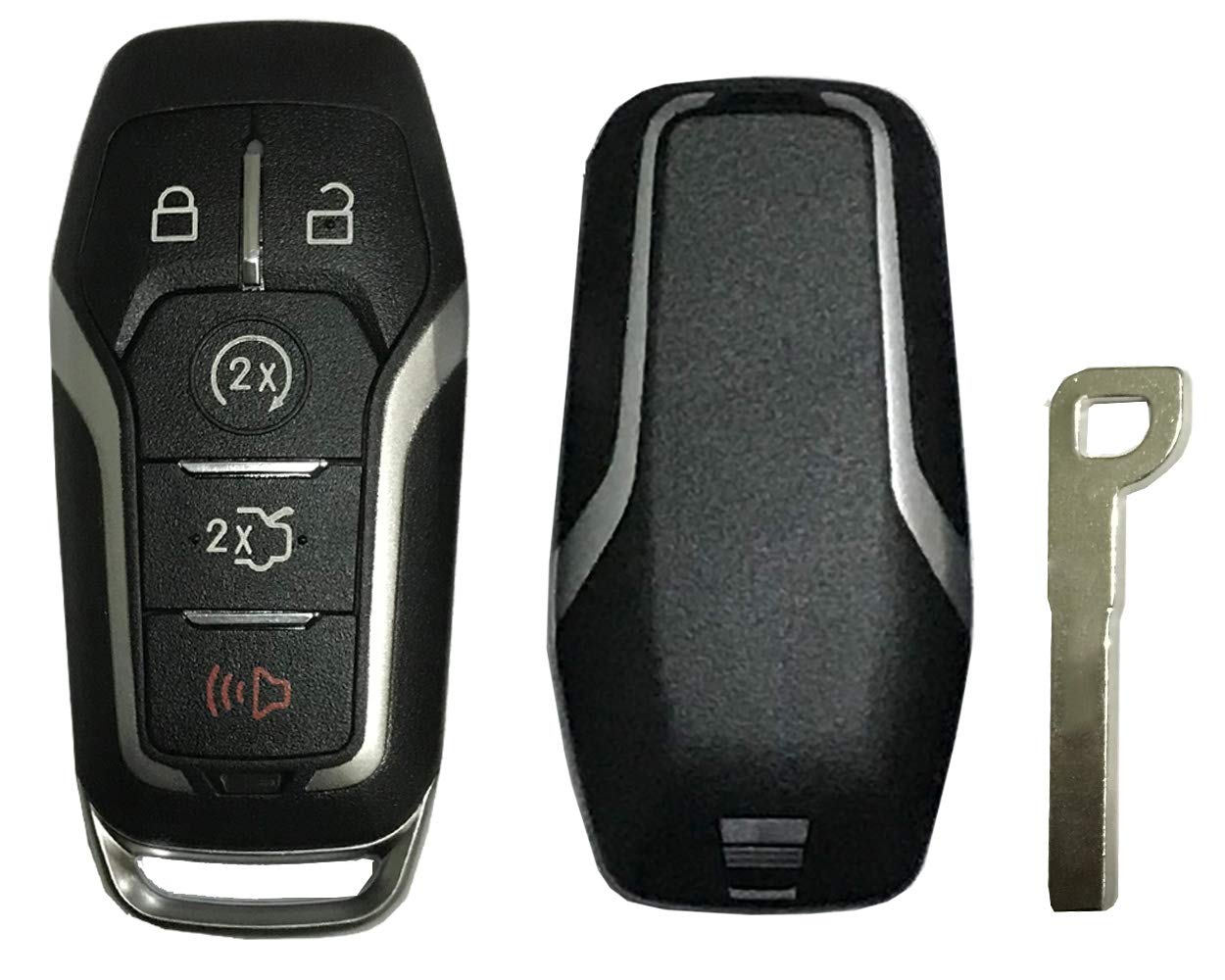 Replacement Key Fob Case Shell Fit for Ford Edge Explorer Mustange Fusion 5 Buttons Keyless Entry Smart Remote Key Fob Cover Casing with Uncut Blade Blank (Black)