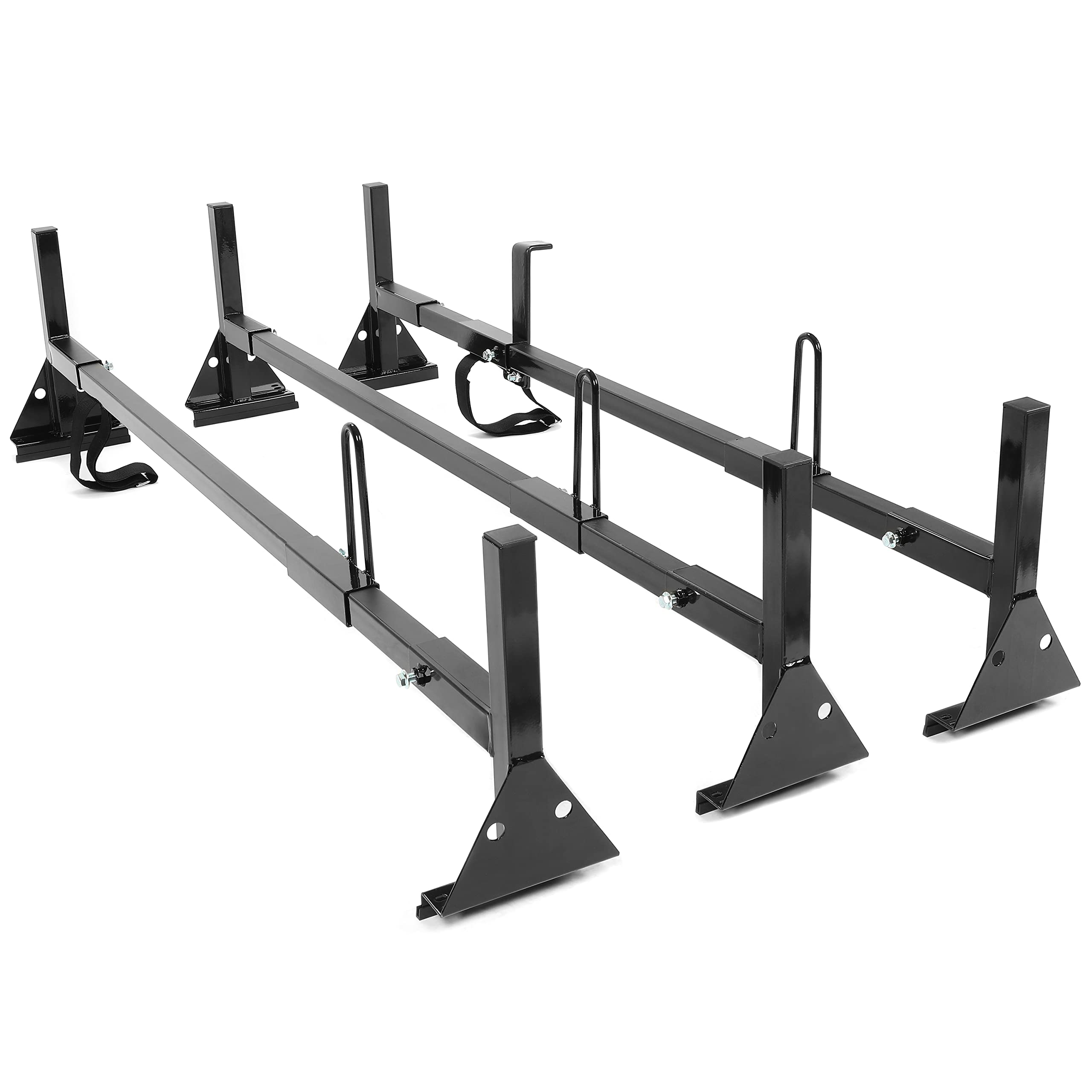 Universal Van Ladder Rack Full-Size Roof Rack Steel Cross Members Compatible with Chevrolet Express Ford E-Series GMC Savana 3 Bars
