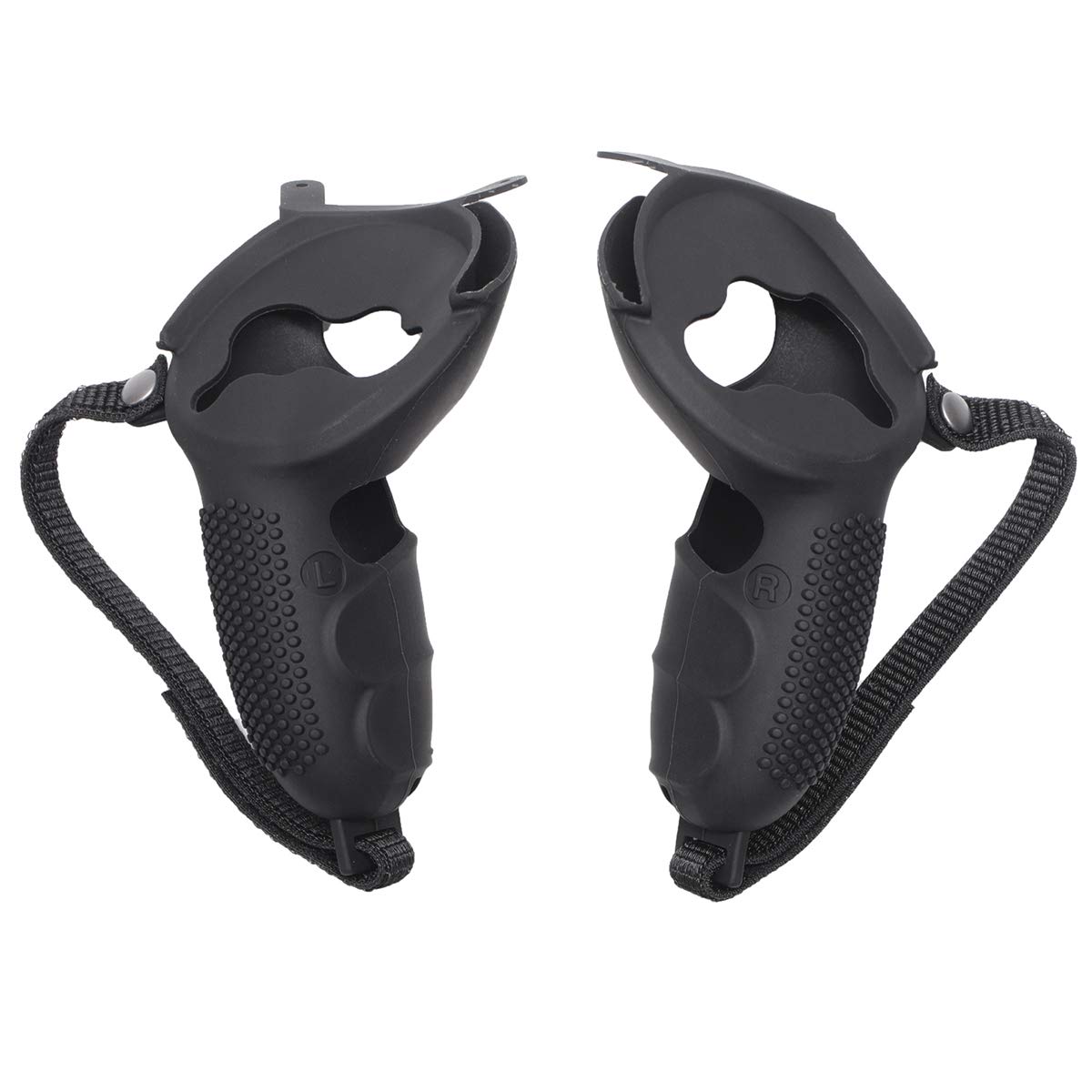 Touch Controller Grip Cover Compatible with Quest 2, CNBEYOUNG Anti-Throw Handle Protective Sleeve Quest 2 Accessories with Adjustable Wrist Knuckle Strap (Black)