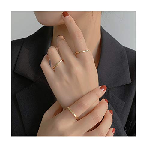 Xiacheng 2mm Stainless Steel Square Women's Plain Band Knuckle Stacking Midi Rings Comfort Fit Silver/Gold/Rose Tone