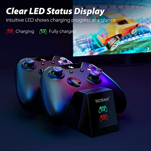 YCCTEAM Wired Controller and Controller Charger for Xbox One,Wired Game Controller with Turbo Function & Audio Jack,Dual Vibration,Charging Station for Xbox One with 2pcs 1200mAh Rechargeable Battery