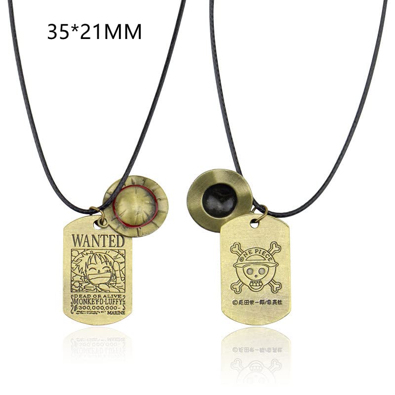 XCFS 3 Pack/Set Anime One Piece Merchandise Monkey D Luffy Skull/Anchor Mark Luffy Hat/Chopper Key chain Bronze Color KeyChain stuff Pendants Necklace For Man Women Fans