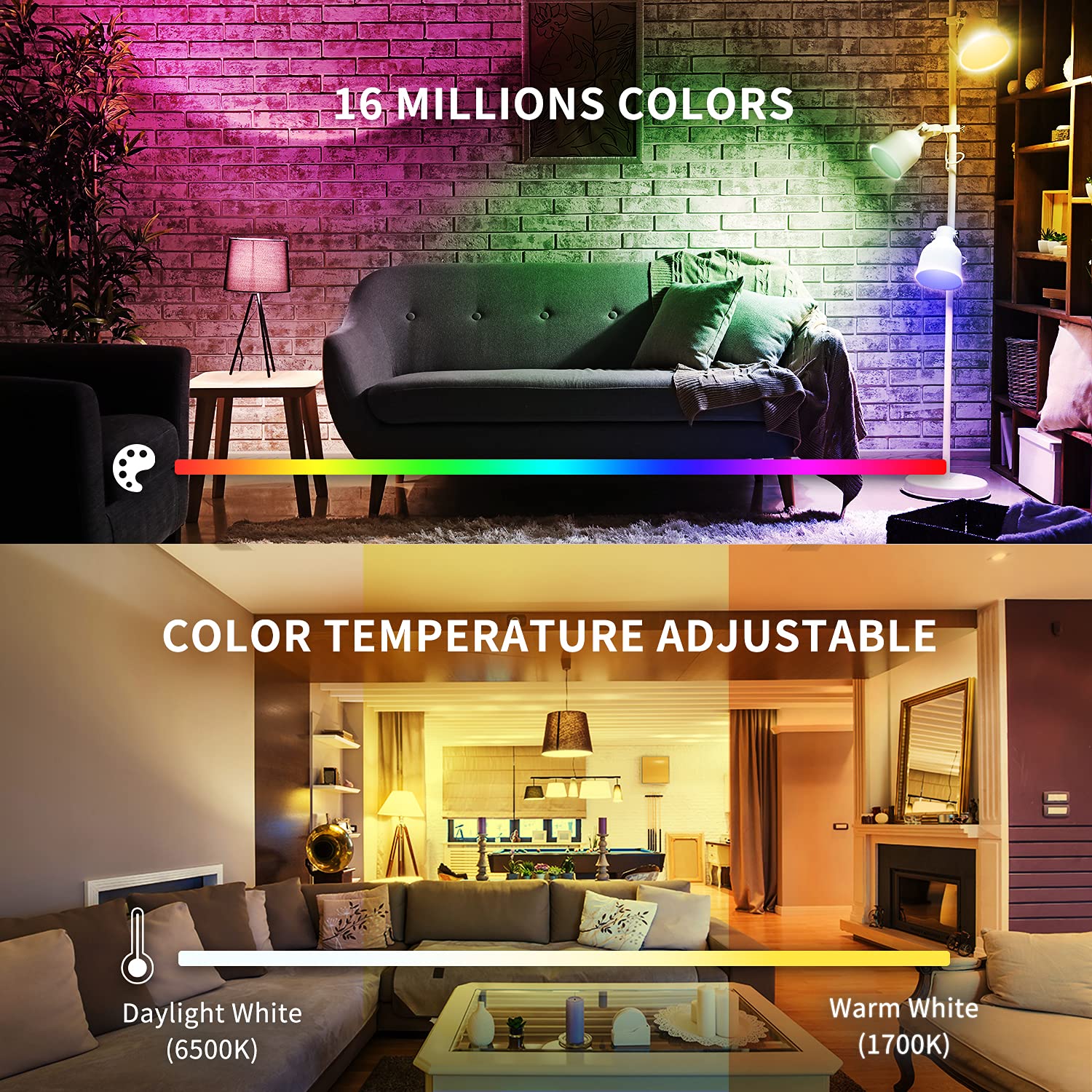 YEELIGHT Smart LED Light Bulbs 60W Equivalent, Smart LED Bulbs A19 Dimmable Smart Bulbs Work with Alexa & Google Home Razer Chroma, RGBW Color Changing Light Bulbs, 8W 900LM, 4 Pack