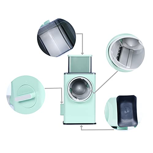 Potato Slicer Upgraded Hand Crank Vegetable Cutter Rotary Cheese Graters Multifunctional Chopper Veget Shredders Fruit Kitchen Tool with 3 Stainless Steel Drum Blades for Vegetables(Green)