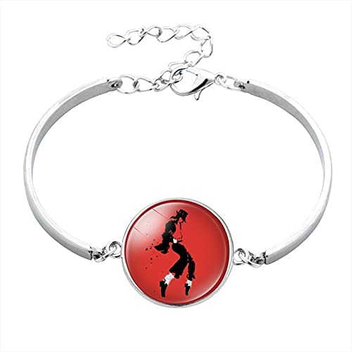 XCFS 5 Pack/Set The Michael Jacson Merchandise Round Charm Multilayer Woven MJ Bracelets 925 Silver Plated Dancing King MJ Collection Link Bracelet Commemorative Memorial Gifts For Fans
