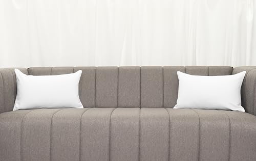 PurpleEssences Pack of 2 Cotton Pillow Covers Decorative Square Throw Pillowcase Soft Solid Cushion Case for Spring and Summer Sofa Bedroom Car - 12x20 Inch - White
