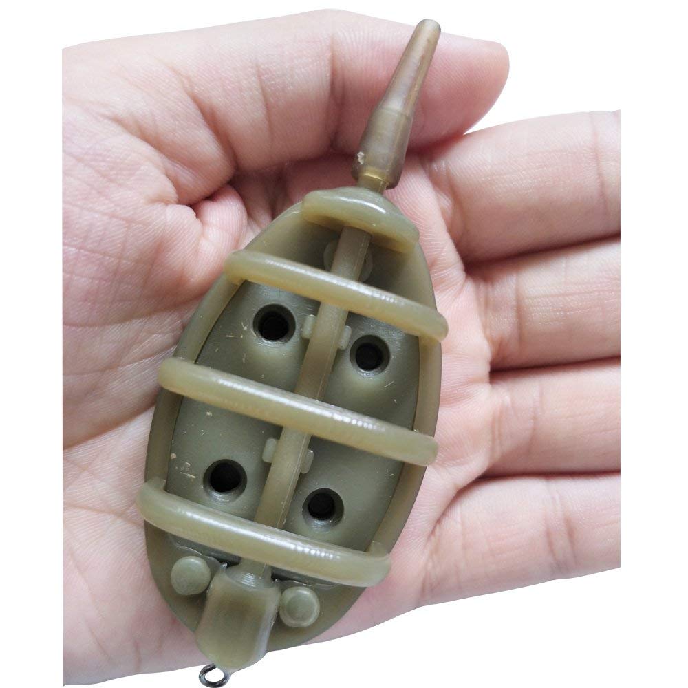 Towejo Carp Fishing Tackle 4 Inline Method Feeders Set with 1 Rubber Mould (Feeder:15g20g25g35g)