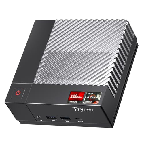 Trycoo HA-3 Mini PC,AMD Ryzen 5 5500U Processor(4.0Ghz),16GB RAM 512GB SSD,Windows 11 Pro Mini Desktop Computer,4K@60Hz Output HD 2.0/Type-C/WiFi 6 /BT5.2 /USB3.2 /Gigabit Ethernet/