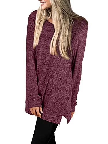 XIEERDUO Plus Size Sweatshirts For Women Oversized Sweaters Crewneck Tunic Tops Fuchsia 3XL