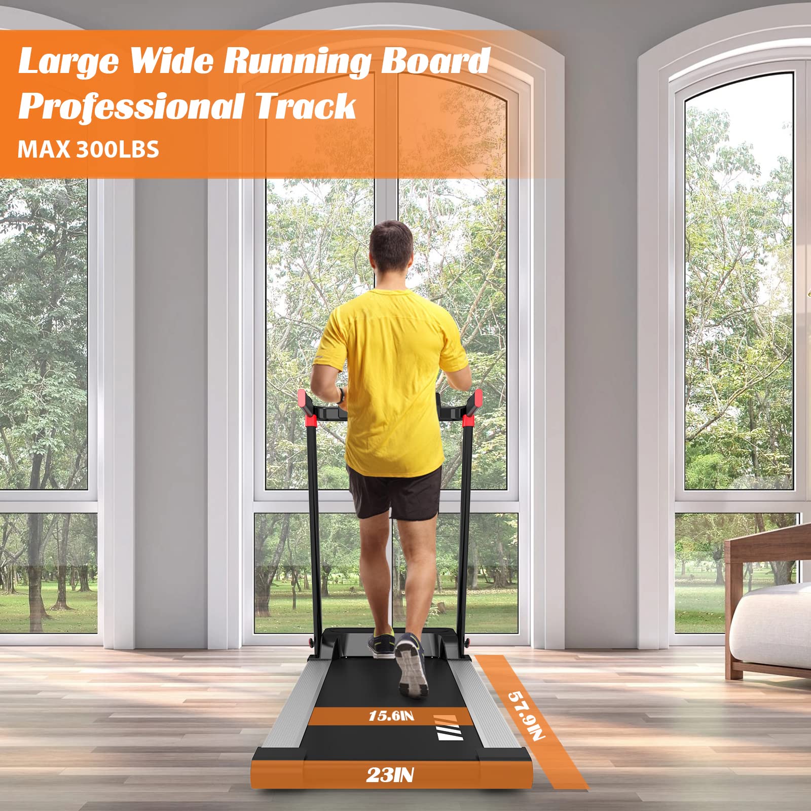 YeYeBest Folding Treadmill, Infrared Speed Regulation, LED Touch Display Screen, Max 2.25 HP 220 LBS Capacity Folding Treadmill, Walking Jogging for Home Office