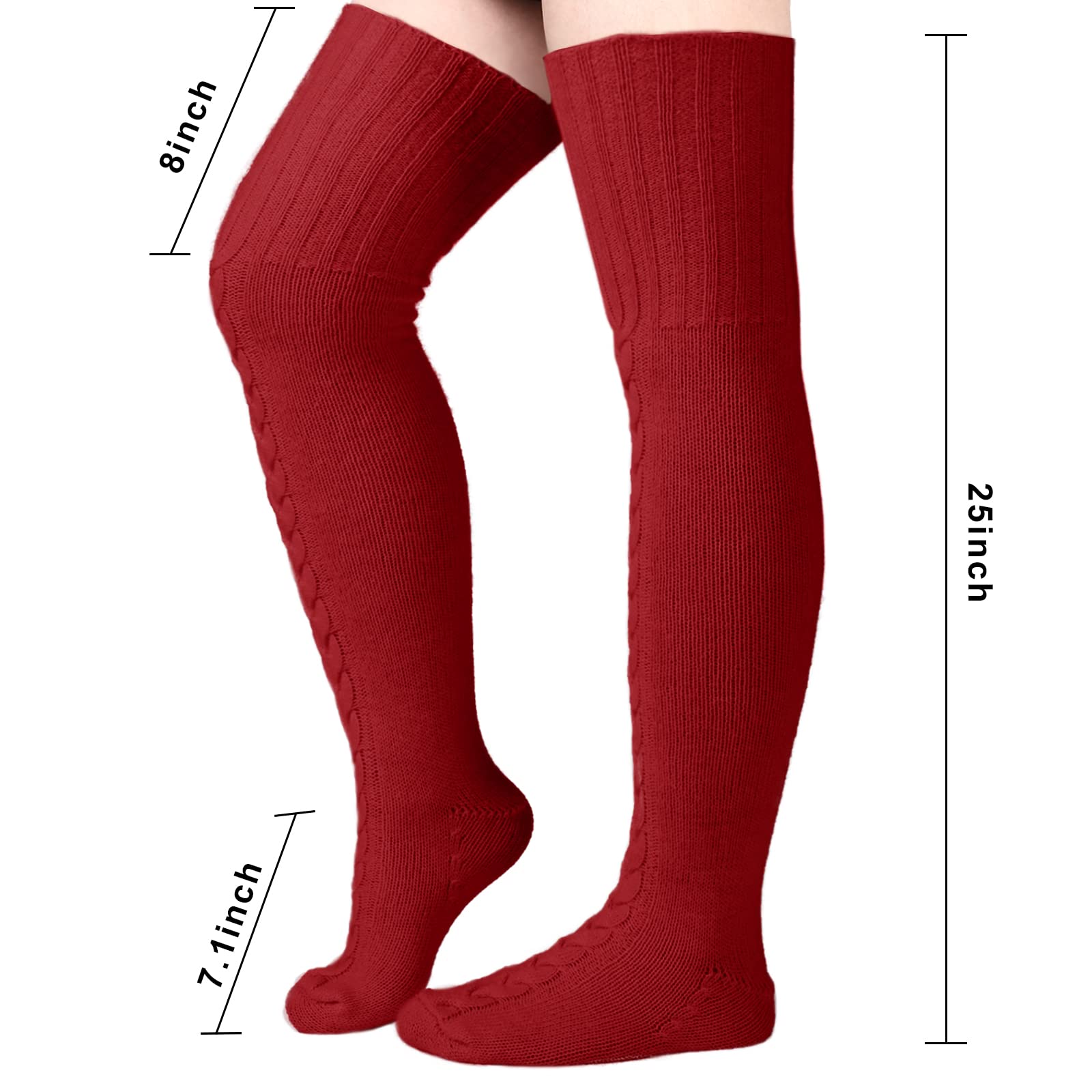 Wool Thigh High Socks Over the Knee Socks Thigh High Stockings Extra Long Boot Thick Socks Leg Warmers for Women