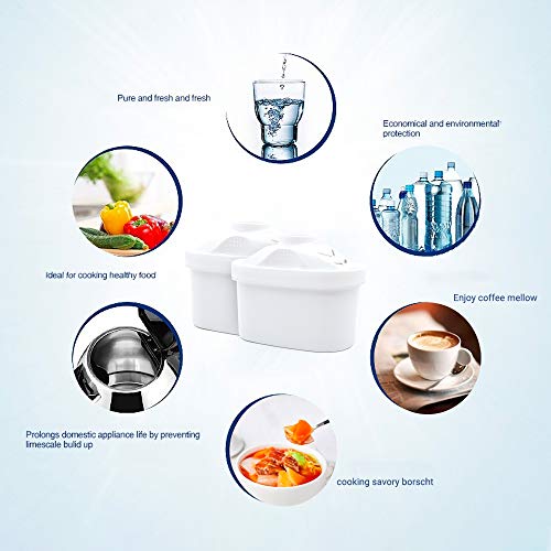 Replacement Pitcher Water Filters 2 Pack, Water Filter Replacemen, Removes Lead, Chlorine, Copper, Harmful Metals, Chemicals and More, Pitcher Filter Cartridge Compatible with Mavea Maxtra, Maxtra+