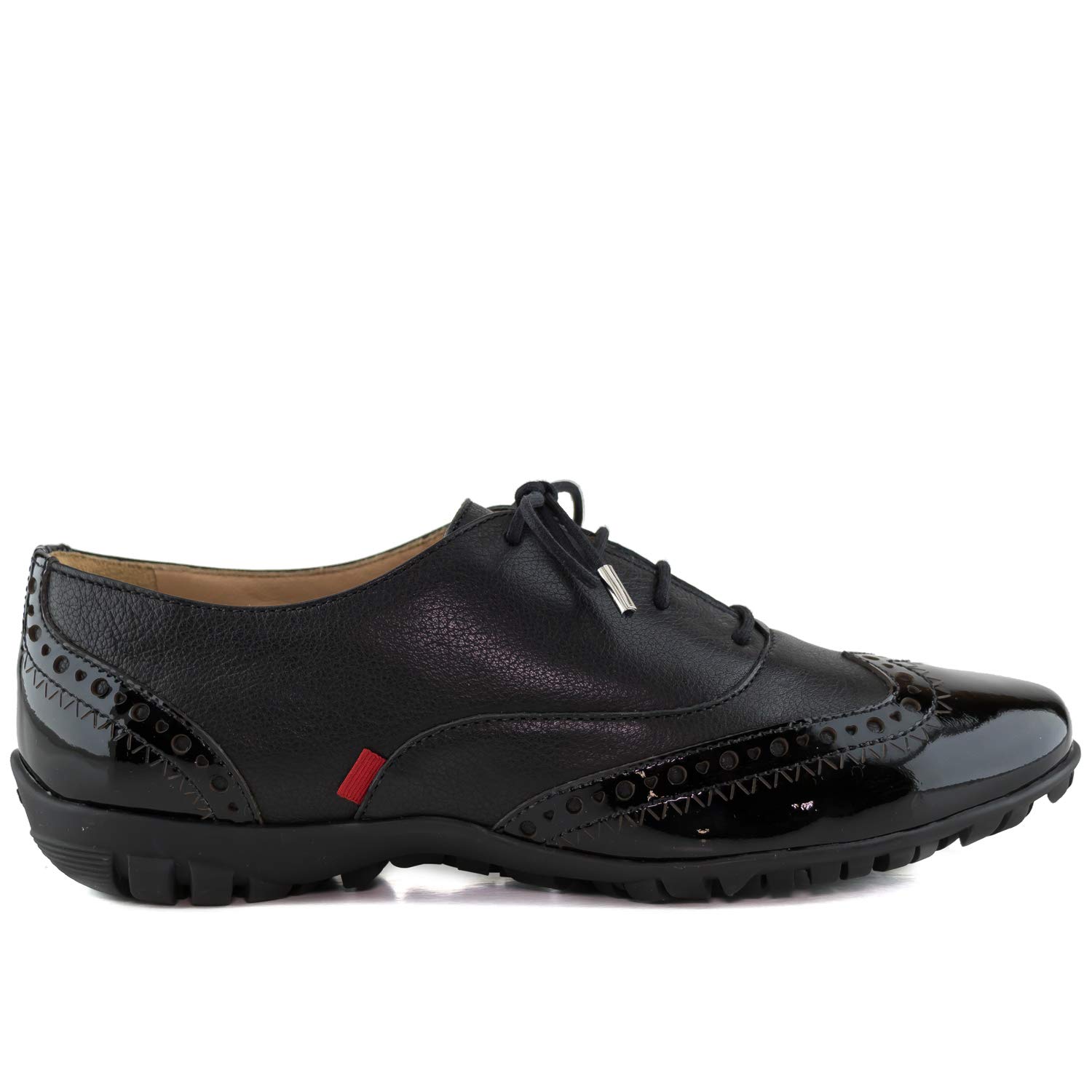 Womens Casual Comfortable Genuine Leather Lightweight Performance Spikeless Breathable Waterproof Cushion Support Laceup Golf Shoe Black Soft Patent 9