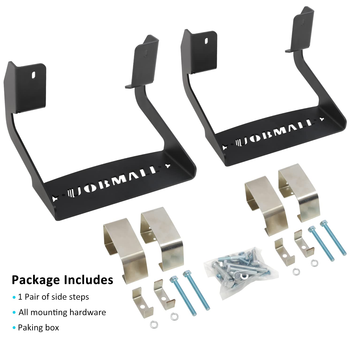 UOBMALL Universal Pickup Side Steps Heavy Duty Steel Side Hoop Step Set 2 Pieces for Various Trucks from Chevy, Ford, Toyota, GMC, Dodge RAM and Jeep (Black)