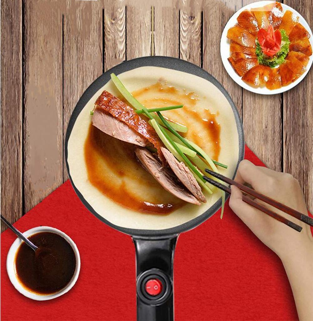 Simosho Electric Crepe Maker Mini Household Pancake Machine, 8" Non-stick Coating Pancakes Pan, Kitchen Small Machine for Spring Roll Skin Tortillas (Red)