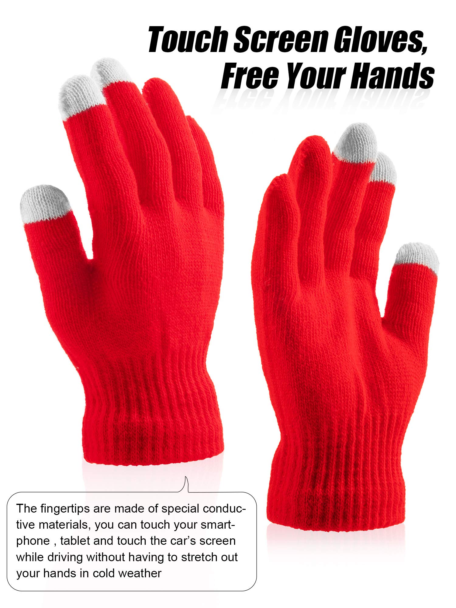 SATINIOR 60 Pairs Touchscreen Gloves Winter Stretch Knitted Texting Gloves for Men Women (Color 3)