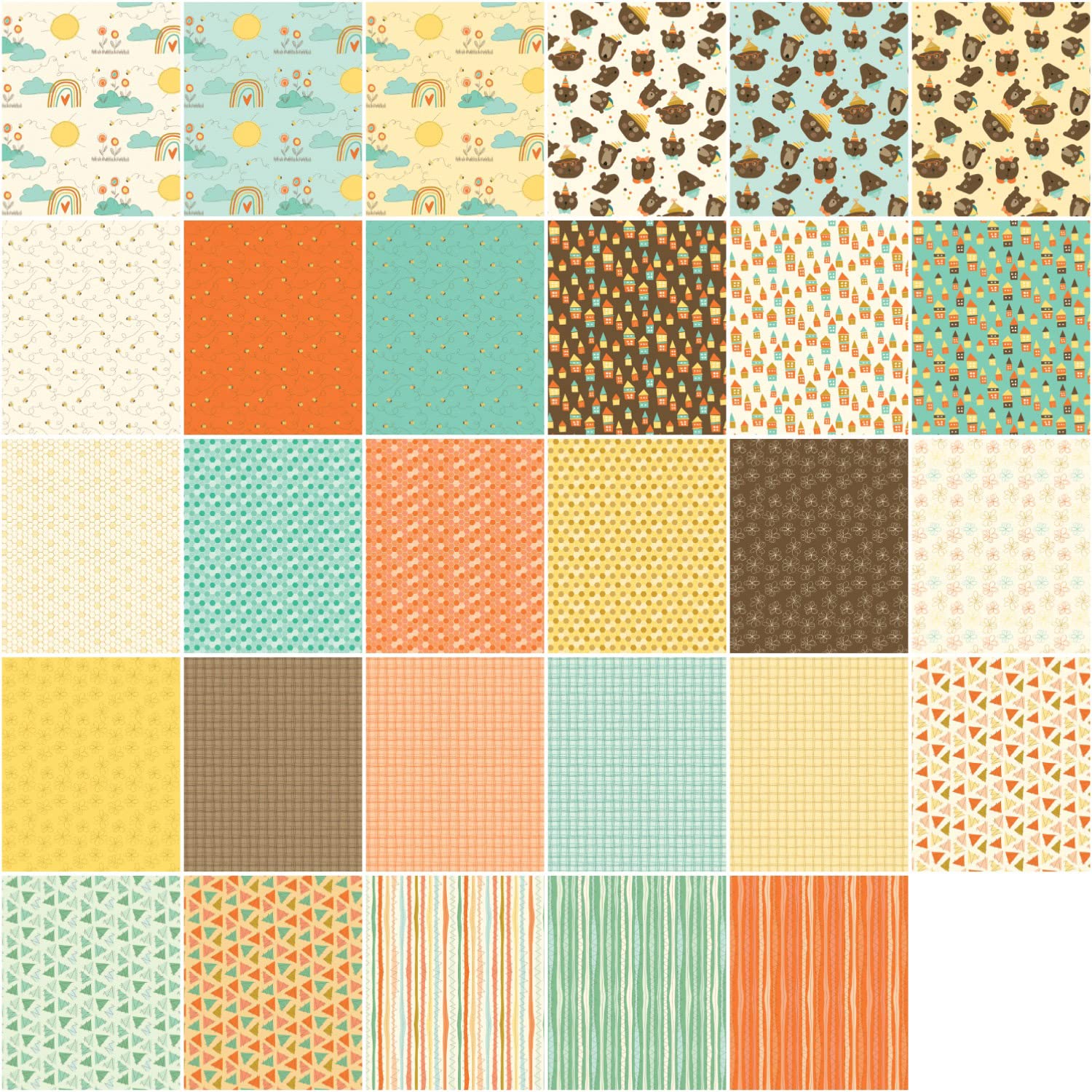 Sandy Gervais Bumble and Bear 5" Stacker 42 5-inch Squares Charm Pack Riley Blake Designs 5-12670-42