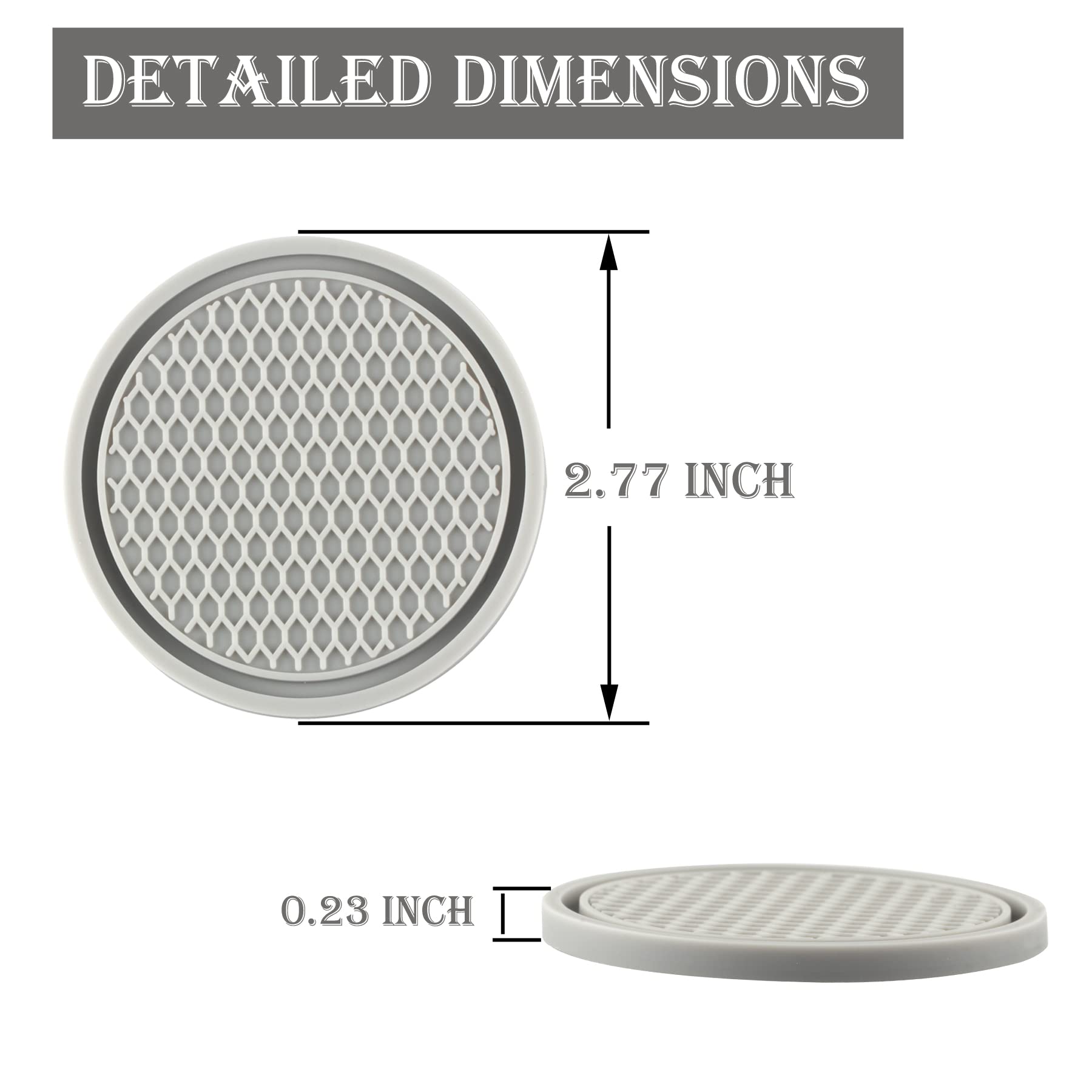 SINGARO Car Cup Coaster, 4PCS Universal Non-Slip Cup Holders Embedded in Ornaments Coaster, Car Interior Accessories, Gray