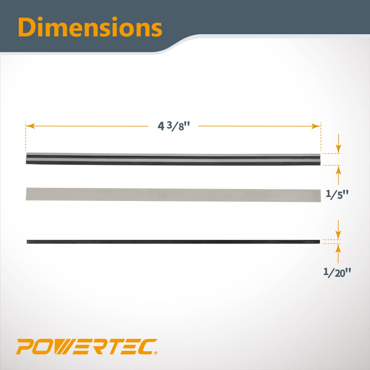 POWERTEC 12831 3-1/4" (82mm) Carbide Hand Held Planer Blades Replacement for Black&Decker, Bosch, Hitachi, Makita, Porter Cable, Ryobi, Stanley, WEN - Set of 2