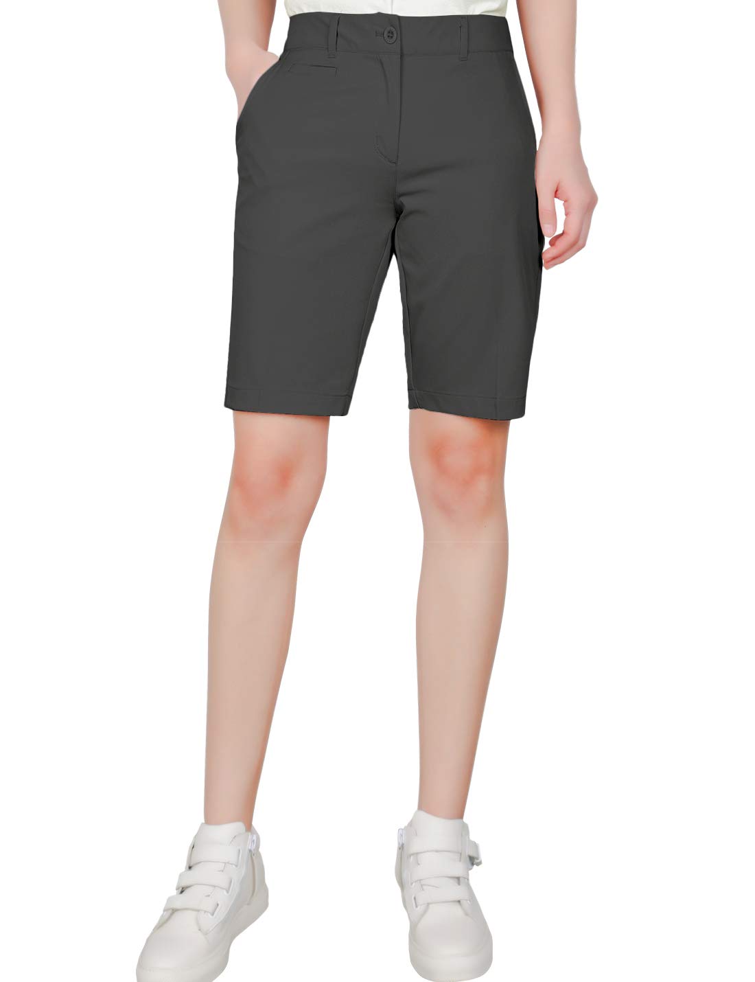 Womens Golf Shorts Bermuda Stretch Lightweight Long Shorts Relaxed Dry Fit Shorts with Pockets Beige 6