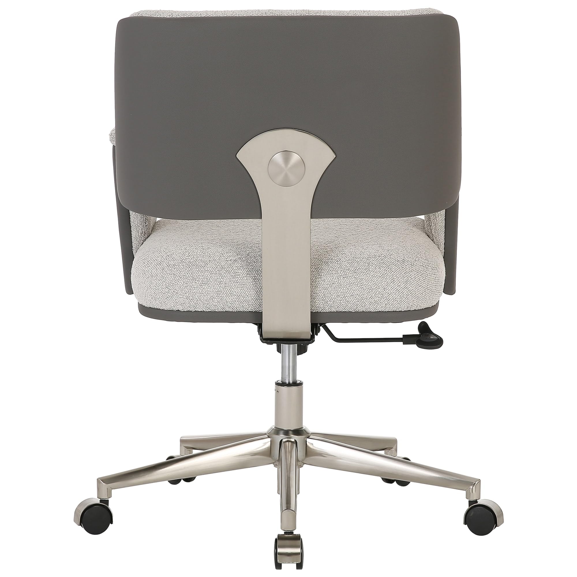 Realspace® Modern Comfort Picali Bouclé Fabric/Vegan Leather Low-Back Task Chair, White Stone/Gray/Brushed Nickel, BIFMA Compliant