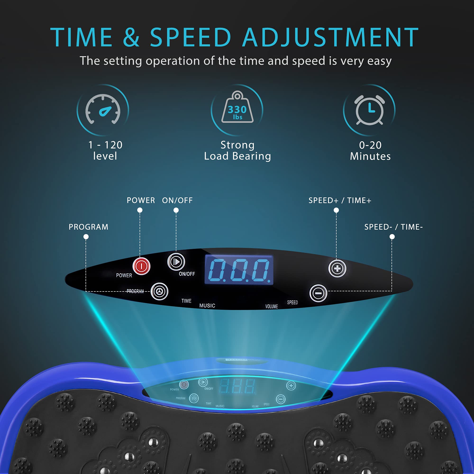 VIVOHOME 120 Levels Vibration Plate Exercise Machine, Remote Control, Resistance Bands Vibrating Platform Workout for Whole Body Weight Loss Toning Home Office