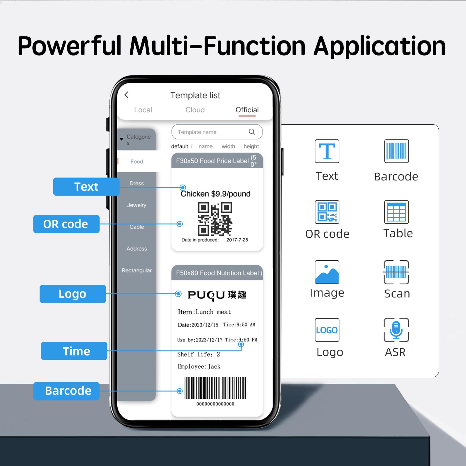 PUQU AQ20 Label Maker - Portable Label Maker Bluetooth Wireless Thermal Label Printer for Clothing, Jewelry, Retail, Cable, Mailing, Barcode and More, Compatible with Android & iOS System, Black