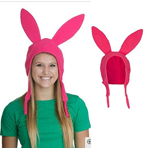 Springcmy Bob's Burgers Louise Rabbits Ear Fleece Bunny Pink Floppy Ears Hat Halloween Christmas Costume Cap Hat