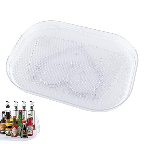 Turntable Refrigerator Organizer, 15.67 Inch Clear Rectangular Fridge Organizer Storage Tray Acrylic Lazy Susan Organizer for Cabinet, Kitchen, Table, Pantry, Countertop Organization