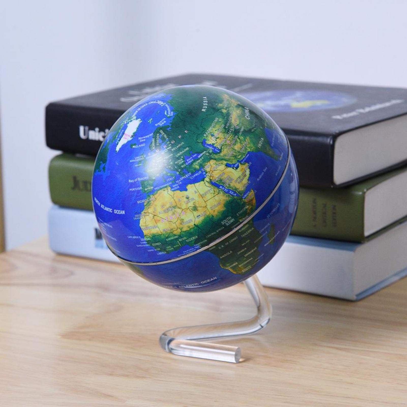 World Globe, Rotating Earth Globe Rotating World Globe, Non- Great Education Tool with Stand Office Decoration for Kids and Adults(English Blue)