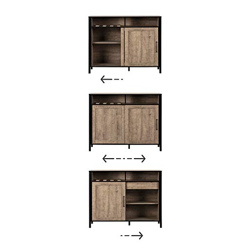 South Shore Munich Buffet with Sliding Door-Weathered Oak and Matte Black