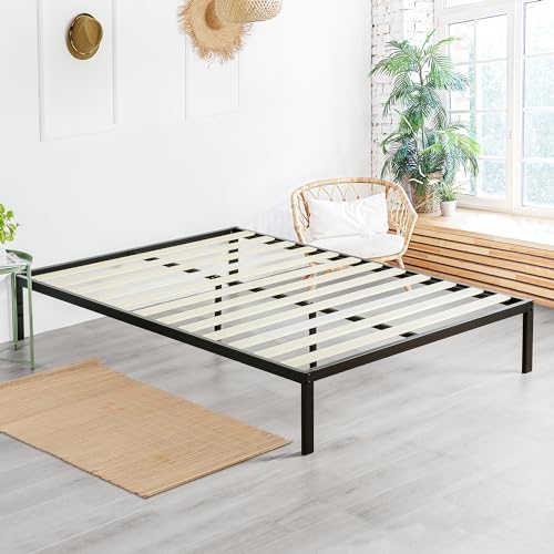 PrimaSleep 14 Inch Modern Metal Platform Bed Frame/Easy Assembly/Mattress Foundation/Wood Slat/No Box Spring Needed/King/Black