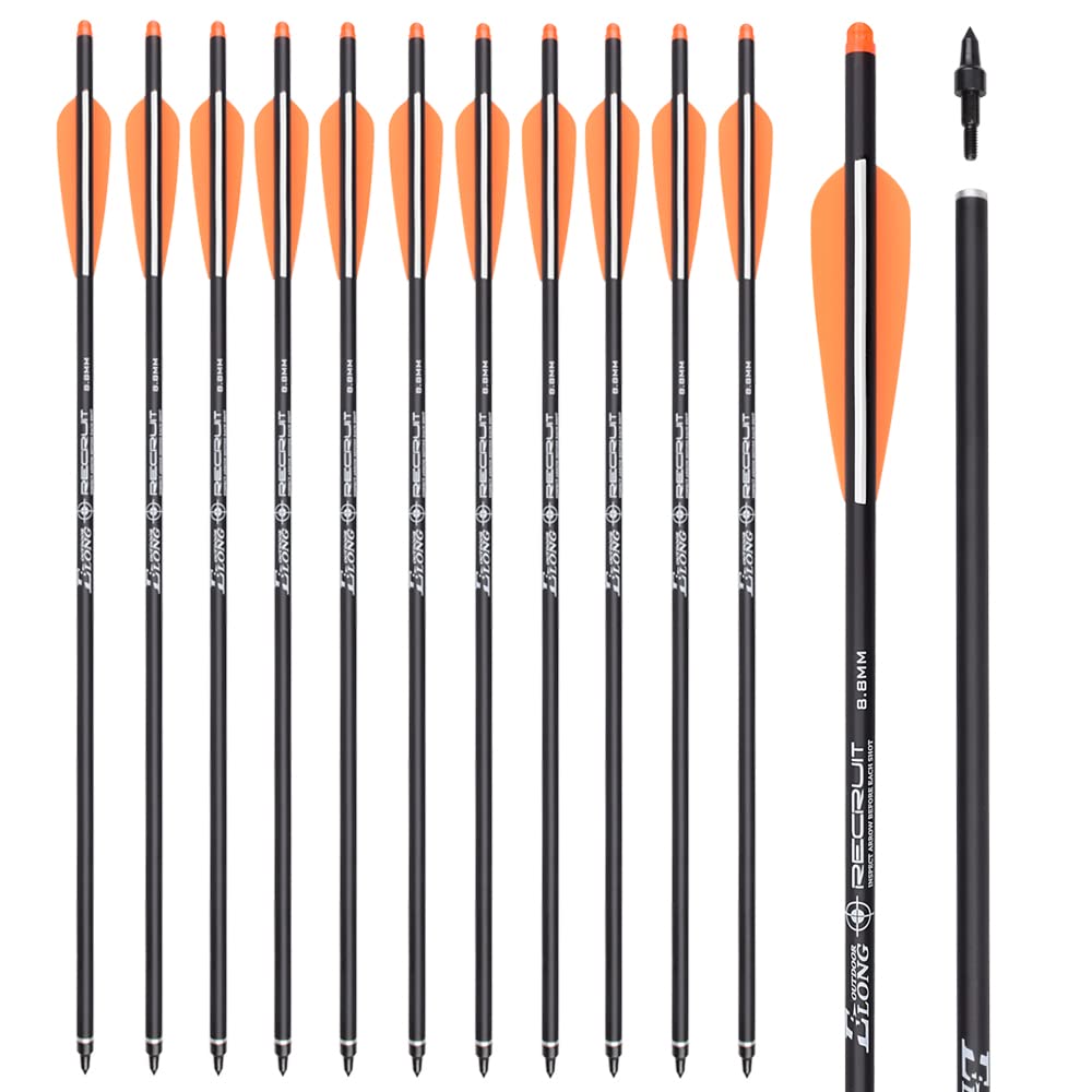 TY Archery Carbon Crossbow Bolts 16/18/20/22 inch Hunting Archery Arrows with 4" Vanes Moon Nocks and Removable Tips (Pack of 12)