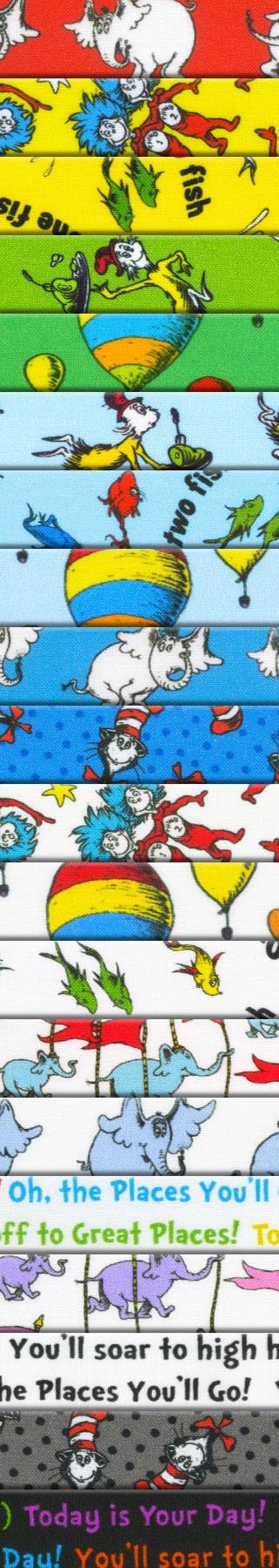 Robert Kaufman Fabrics A Little Dr. Suess Roll Up 40 2.5-inch Strips Jelly Roll Robert Kaufman RU-1044-40, Assorted Color