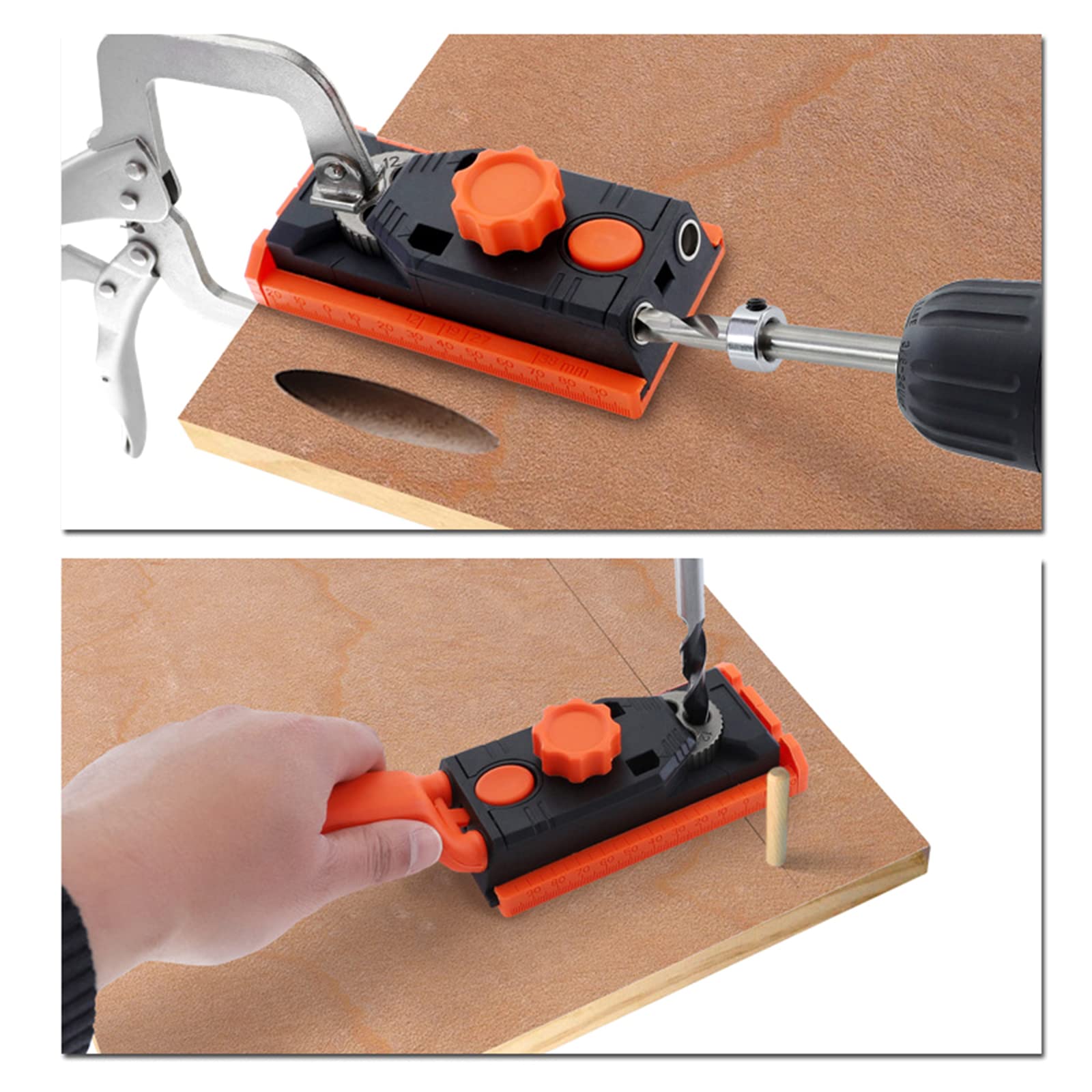 Quick Wood Dowel Jig Pocket Hole Jig Kit Handheld Drilling Doweling 6/8/10/12mm Drill Guide Woodworking Hole Puncher Hole Puncher Portable Heavy Duty