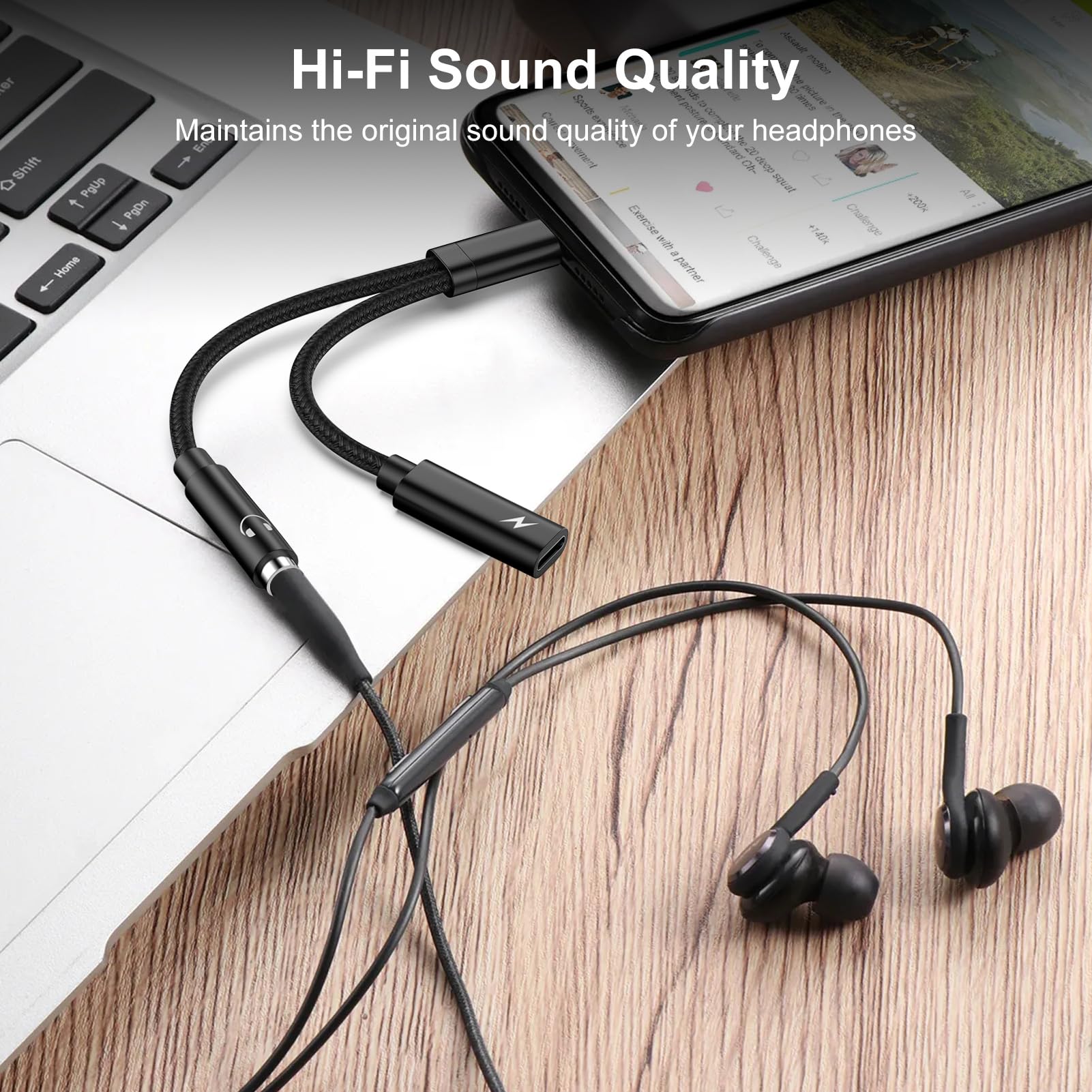 Samsung Galaxy S23 Headphone Adapter, 2 in 1 USB C to 3.5mm Aux Audio Jack with 60W Fast Charging Dongle Cable for Galaxy S24 S23 Ultra S22 S21 A14 A54 A13 Flip5, iPhone 15/15 Pro Max, Pixel 8 7 6 5 4