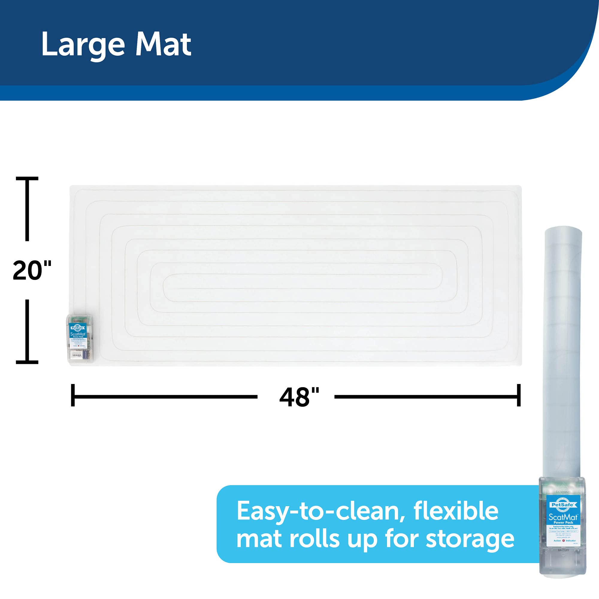 PetSafe ScatMat Indoor Pet Training Mat for Dogs and Cats, Large, 48 X 20 inch - Pet Proof Your Home with This Battery-Operated Electronic Repellent Mat, includes Adjustable Correction Settings